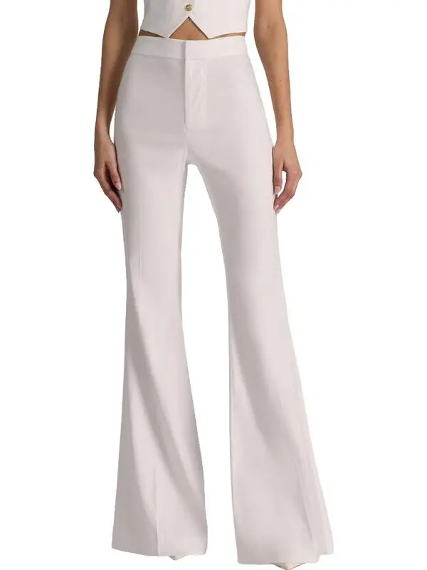 Alice + Olivia Linden Linen Bootcut Trousers - White