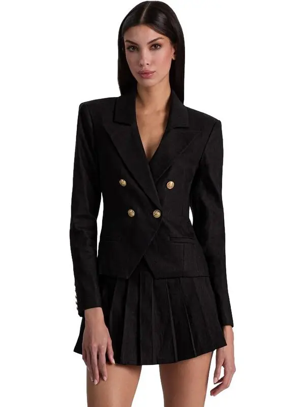 Alice + Olivia Sable Linen Cropped Blazer - Black