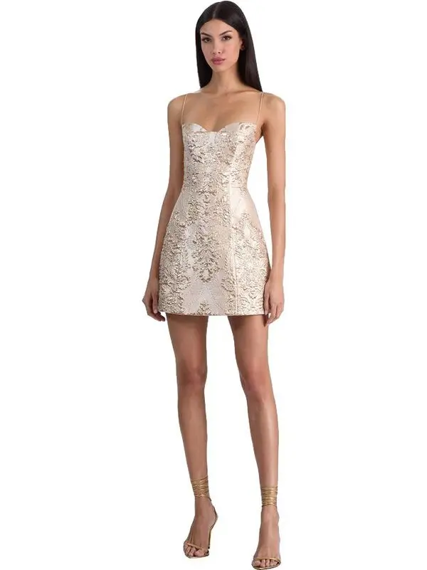Alice + Olivia Hallie Peekaboo Mini Dress - Gold