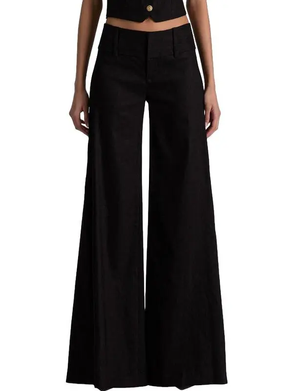 Alice + Olivia Olivia Wide Leg Linen Pant - Black