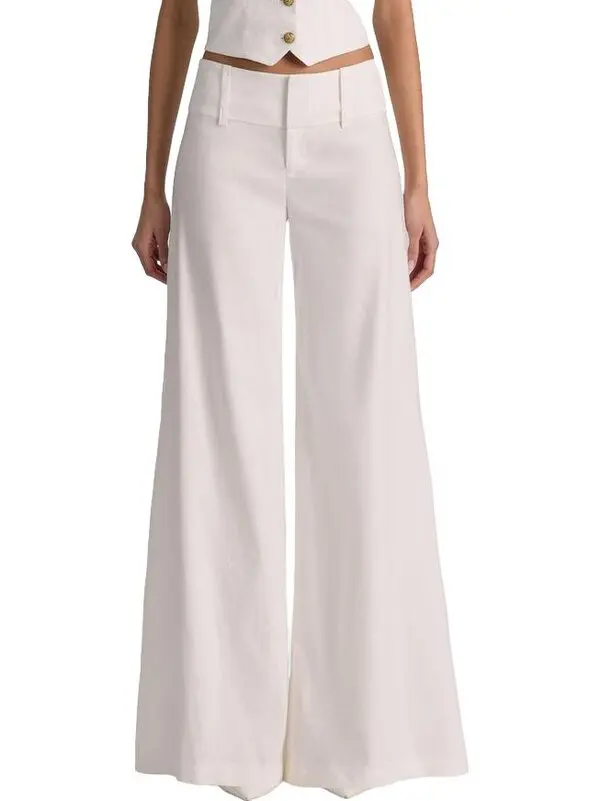 Alice + Olivia Olivia Wide Leg Linen Pant - White