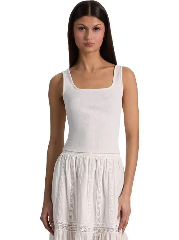 Alice + Olivia Daryn Ribbed Tank - White