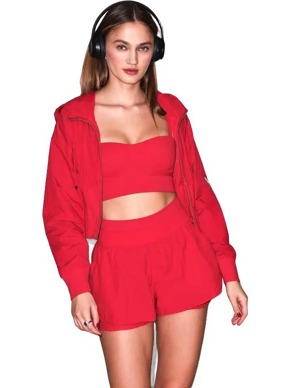 FLEUR DU MAL Warm Up Track Short With Built-in Bike Short And Lace Hem - Red