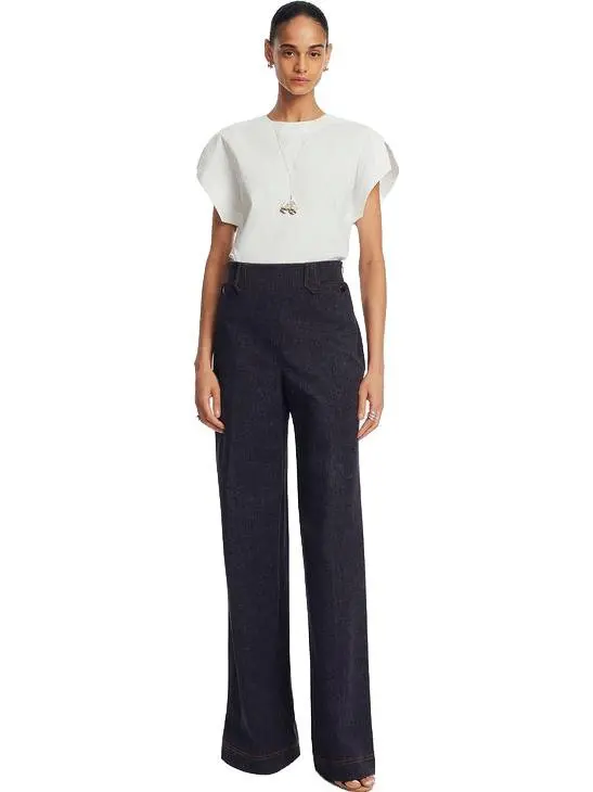 Lela Rose Stretch Denim Pant - Blue / Navy