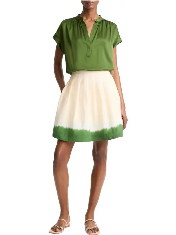 Vince Dip-dye Pleated Skirt - Green