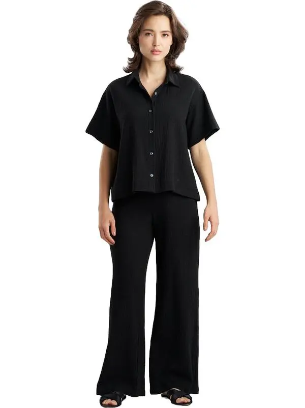 Natori Onsen Button Down Shirt - Black