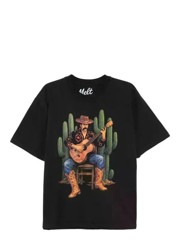 MELT Graphic-print Round Neck T-shirt - Black