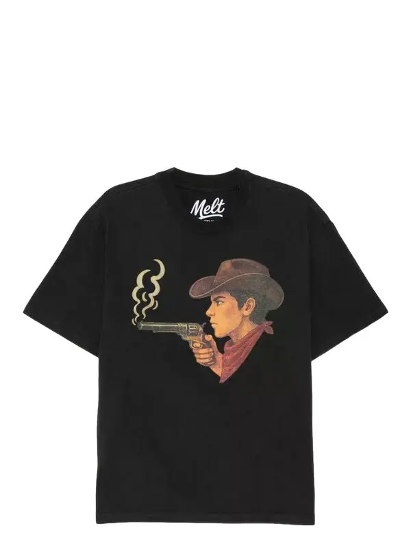 MELT Graphic-print Round Neck T-shirt - Black