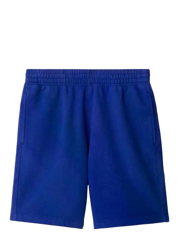 Burberry Equestrian Knight Appliqué Cotton Shorts - Blue