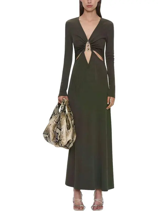 Christopher Esber Crystal Loophole Long-sleeve Midi Dress - Green