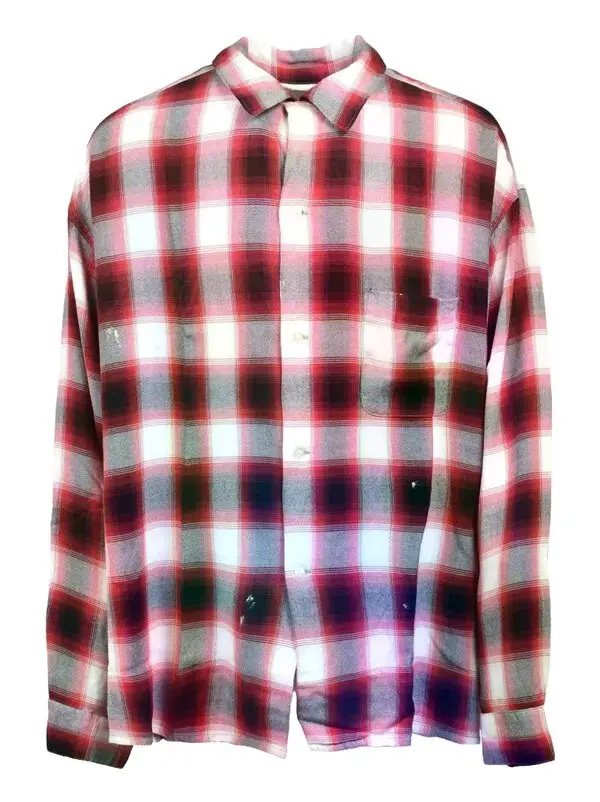 SAINT MXXXXXX Check-pattern Distressed Shirt - Red
