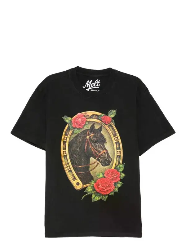MELT Graphic-print Round Neck T-shirt - Black