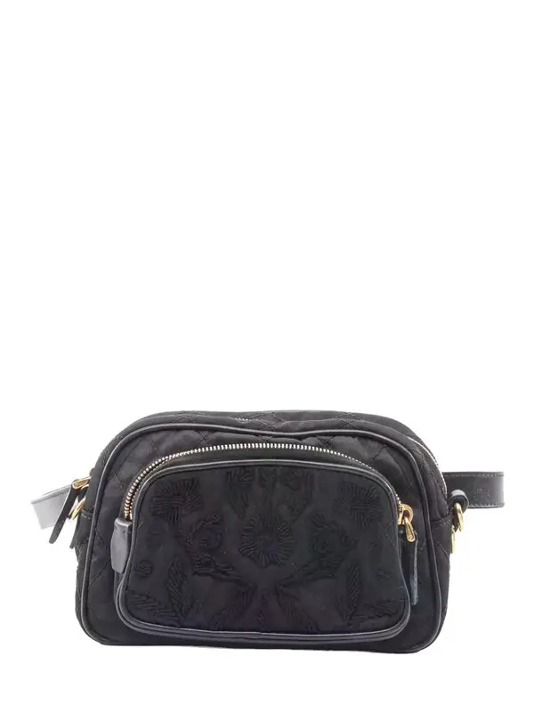 Prada 2000s Floral-embroidered Cross Body Bag - Black