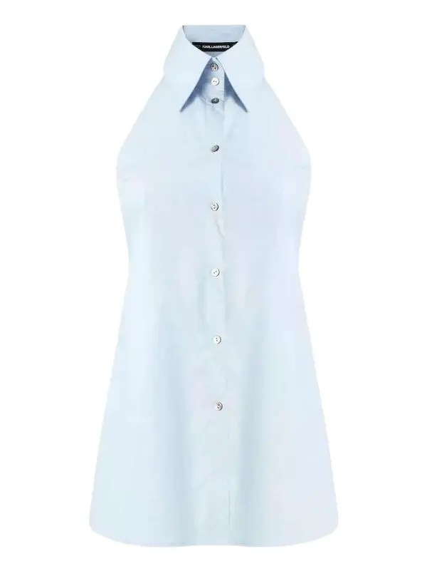 Karl Lagerfeld Halter-neck Poplin Blouse - Blue