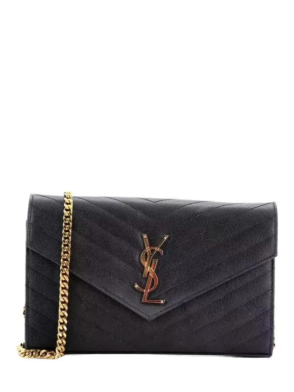 Saint Laurent Classic Monogram Wallet On Chain - Black