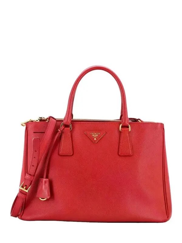 Prada Double Zip Lux Saffiano Leather Medium Tote Bag - Red