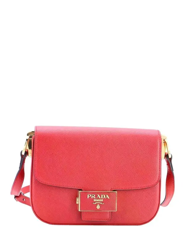 Prada Emblème Flap Bag Saffiano Leather Small - Red
