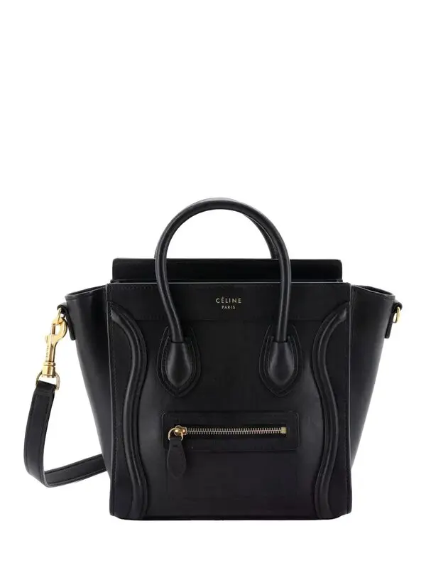 Celine Luggage Bag Smooth Leather Nano Crossbody - Black