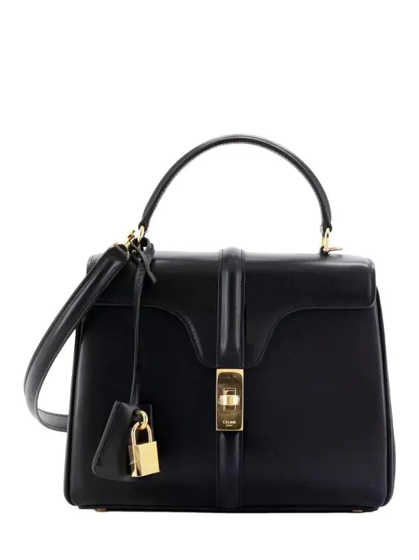 Celine 16 Small Satchel Top Handle Bag - Black