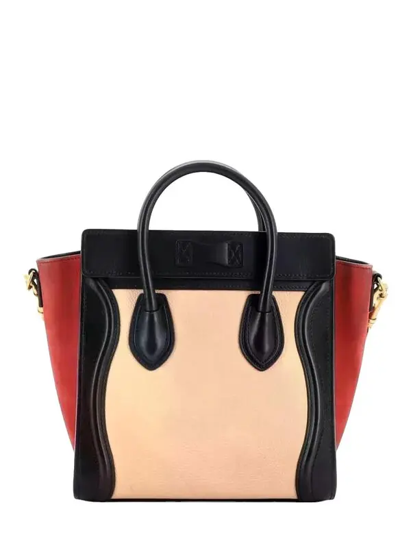 Celine Tricolor Leather Nano Luggage Bag - Black