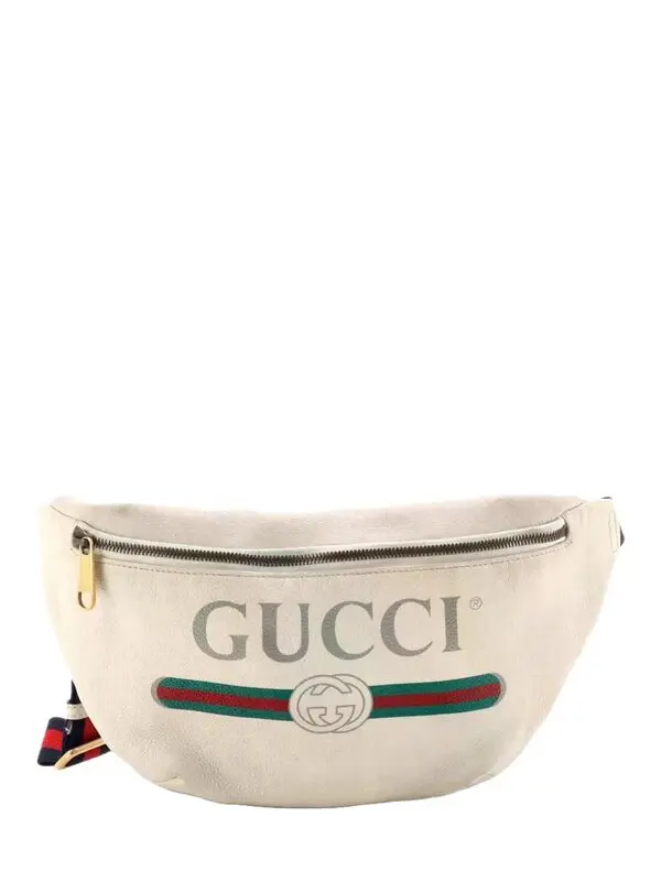 Gucci Logo Printed Leather Belt Bag - Neutrals