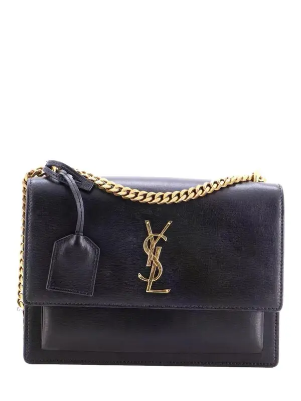 Saint Laurent Sunset Leather Medium Crossbody Bag - Black