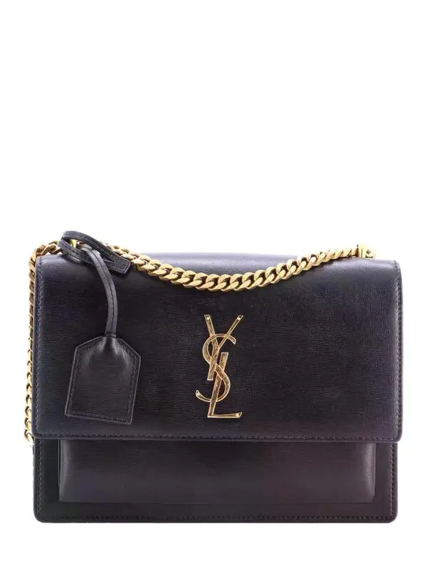 Saint Laurent Sunset Leather Medium Crossbody Bag - Black