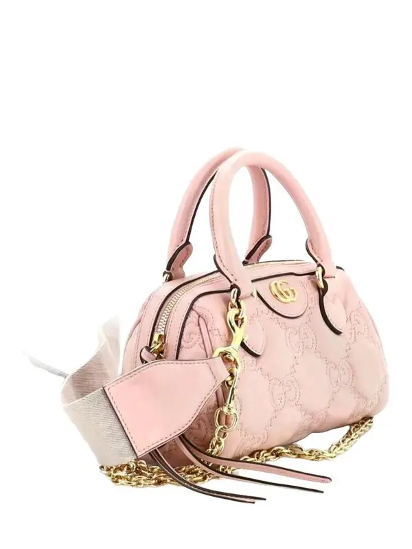 Gucci Ophidia Convertible Boston Top Handle Mini Crossbody Bag Gg Matelasse Leather - Pink