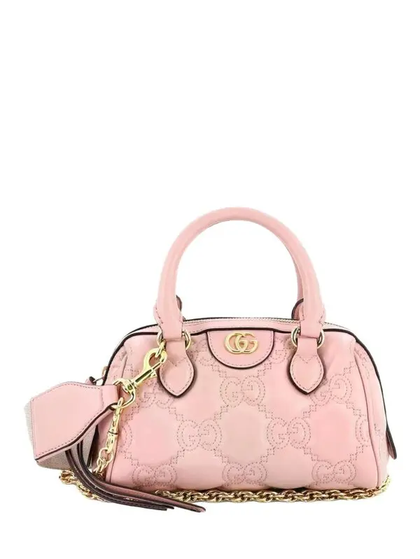Gucci Ophidia Convertible Boston Top Handle Mini Crossbody Bag Gg Matelasse Leather - Pink