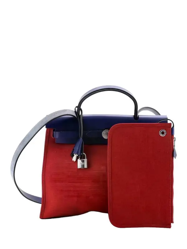 Hermès Herbag Zip Leather And Toile 31 Shoulder Bag - Blue