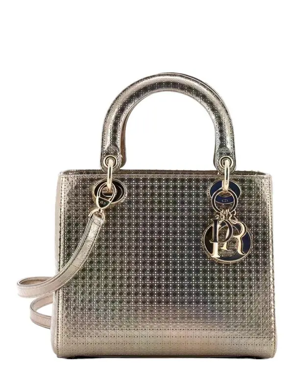 Dior Lady Micro Cannage Metallic Calfskin Satchel - Gold
