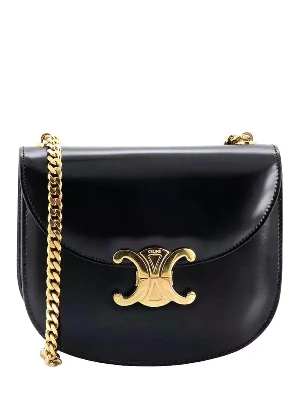 Celine Triomphe Besace Clea Chain Flap Bag - Black