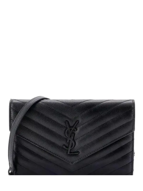 Saint Laurent Classic Monogram Wallet On Chain - Black
