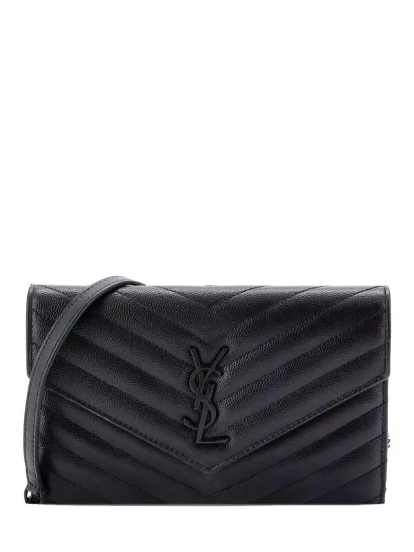Saint Laurent Classic Monogram Wallet On Chain - Black