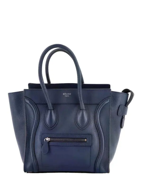 Celine Luggage Bag Grainy Leather Micro Tote - Blue