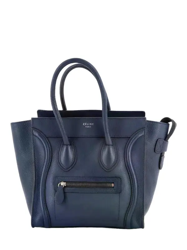 Celine Luggage Bag Grainy Leather Micro Tote - Blue
