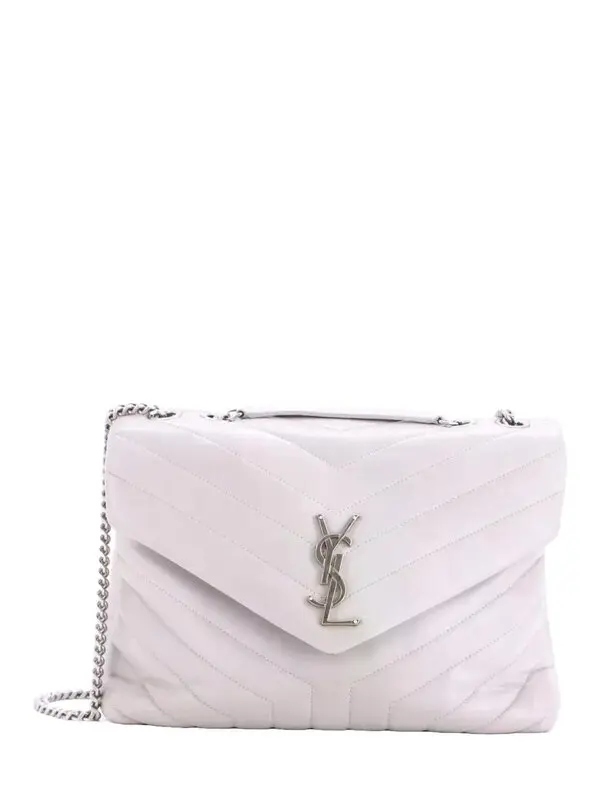 Saint Laurent Loulou Matelasse Chevron Leather Medium Shoulder Bag - Grey