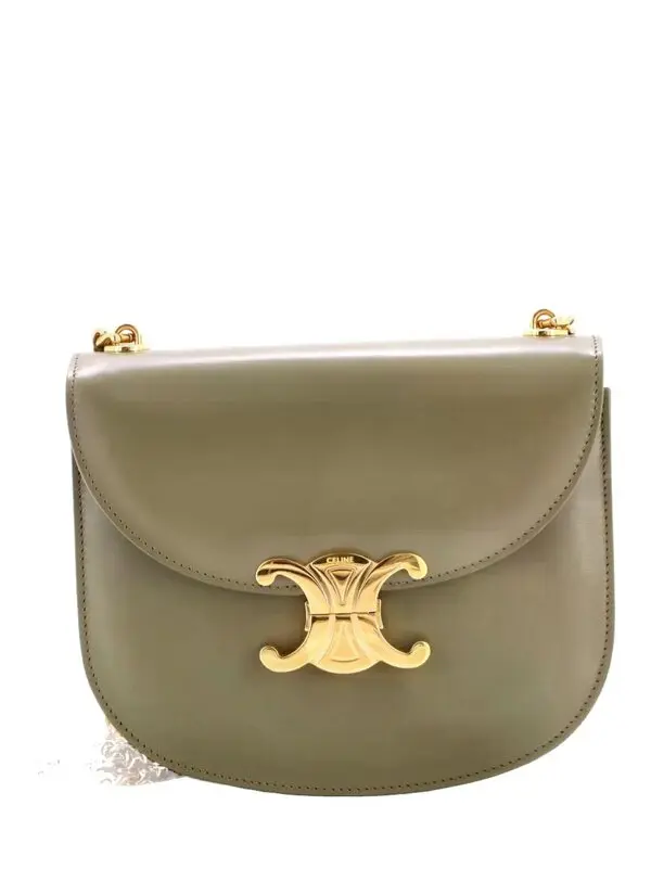 Celine Triomphe Besace Clea Chain Flap Bag - Green