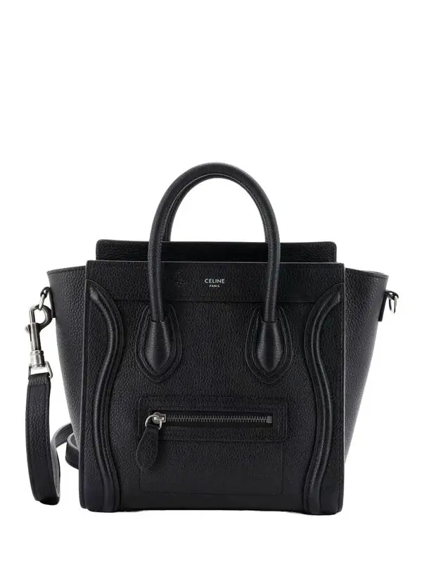 Celine Luggage Bag Grainy Leather Nano Crossbody - Black