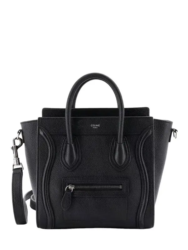 Celine Luggage Bag Grainy Leather Nano Crossbody - Black