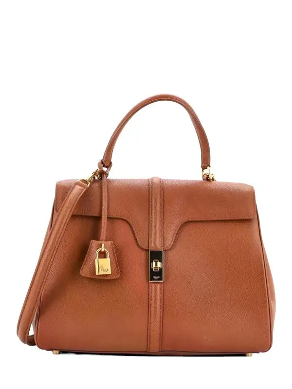 Celine 16 Top Handle Bag Grained Calfskin Medium - Brown