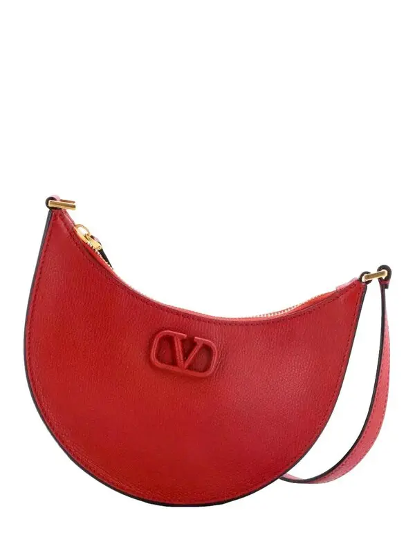 Valentino Garavani Vlogo Leather Mini Hobo Bag - Red