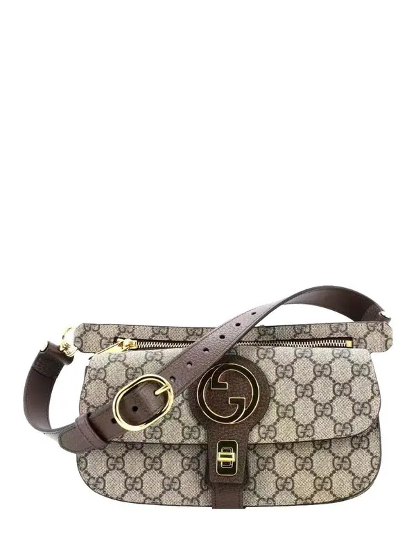 Gucci Blondie Flap Pocket Gg Coated Canvas Belt Bag - Brown