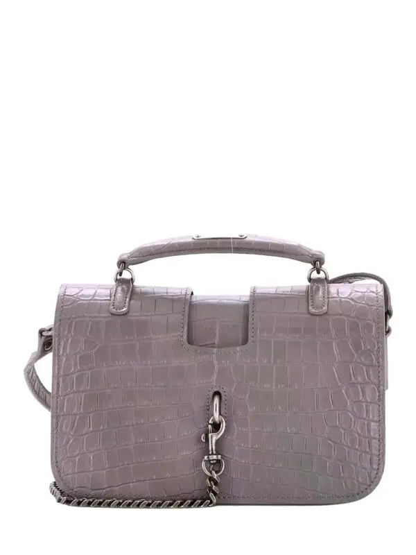 Saint Laurent Charlotte Messenger Bag Crocodile Embossed Leather - Grey