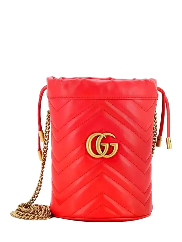 Gucci Gg Marmont Matelassé Leather Mini Bucket Bag - Red