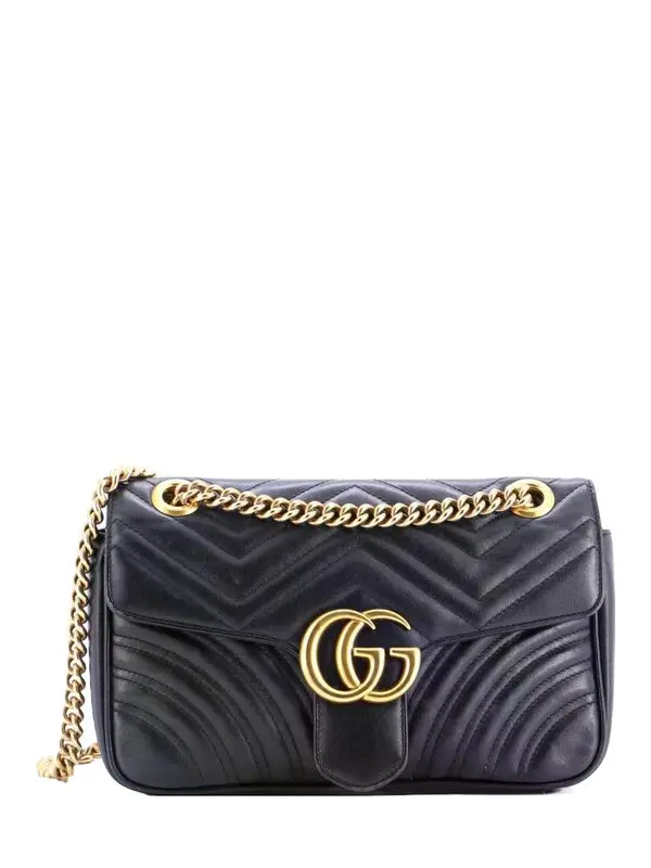 Gucci Gg Marmont Flap Bag Matelasse Leather Small - Black