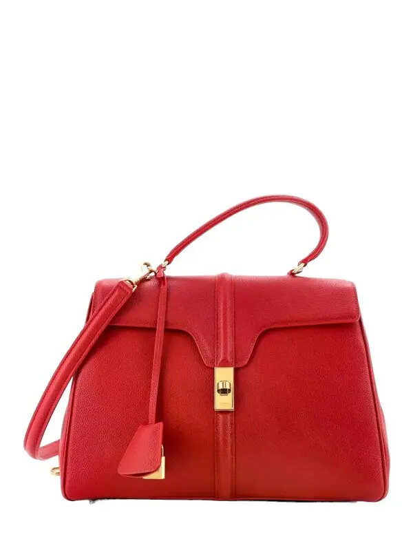 Celine 16 Top Handle Bag Grained Calfskin Medium - Red