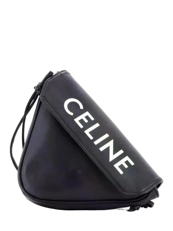 Celine Triangle Bag Leather Mini Crossbody Bag - Black