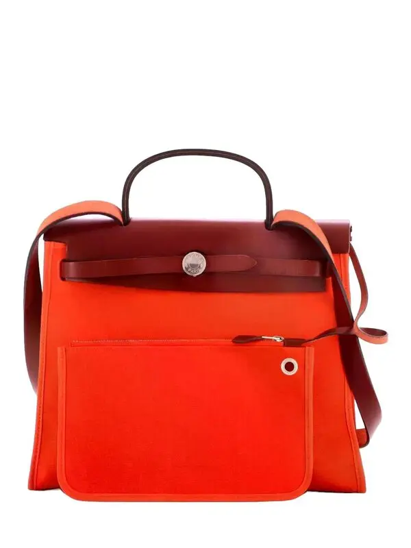 Hermès Herbag Zip 31 Shoulder Bag Leather And Toile - Orange