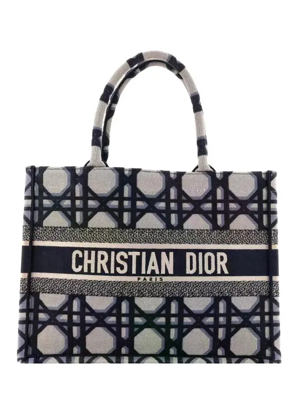 Dior Book Macro Cannage Canvas Medium Tote Bag - Blue